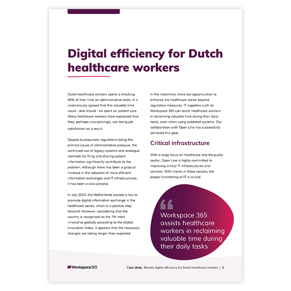 Workspace 365 | Digital efficiency for Dutch healthcare workers